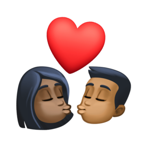 👩🏿‍ ️‍💋‍👨🏾 Emoji Beijo: Mulher, Homem, Tom de Pele Escuro, Tom de Pele ...
