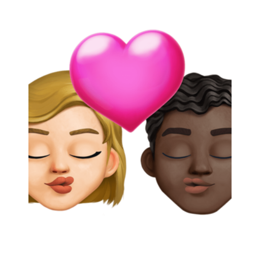 👩🏼‍ ️‍💋‍👨🏿 Emoji Beijo: Mulher, Homem, Tom de Pele Leve, Tom de Pele ...